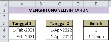 Menghitung Selisih Tahun Dalam Excel Dengan Menggunakan Rumus DATEDIF ...