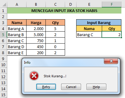 Mencegah Input Pengeluaran Barang Jika Stok Habis Dalam Excel - ADH ...