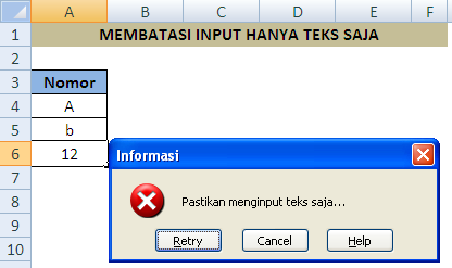 Cara Membatasi Input Hanya Teks Saja Dengan Data Validation Dalam Excel ...