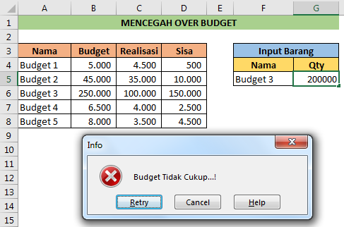 Mencegah Over Budget Pada Anggaran Dengan Menggunakan Data Validation ...