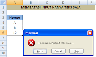 Cara Membatasi Input Hanya Teks Saja Dengan Data Validation Dalam Excel ...
